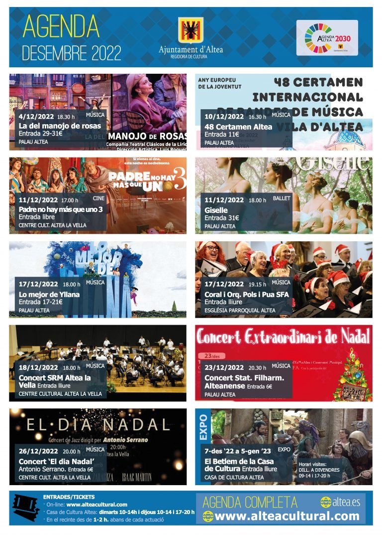 Agenda DESEMBRE 2022 - Altea Cultural