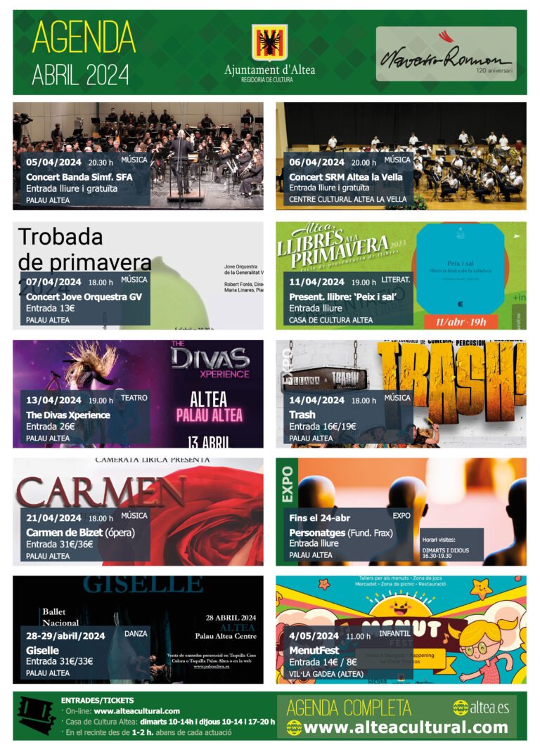 Agenda ABRIL 2024 - Altea Cultural